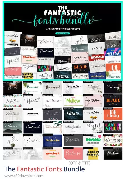 دانلود The Fantastic Fonts Bundle 37 فونت حرفه‌ای و جذاب انگلیسی